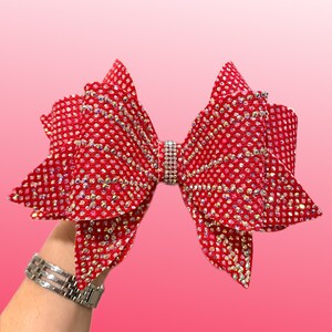 Large 7 Rhinestone Red Sparkle Cheer Bow// Triple - Etsy