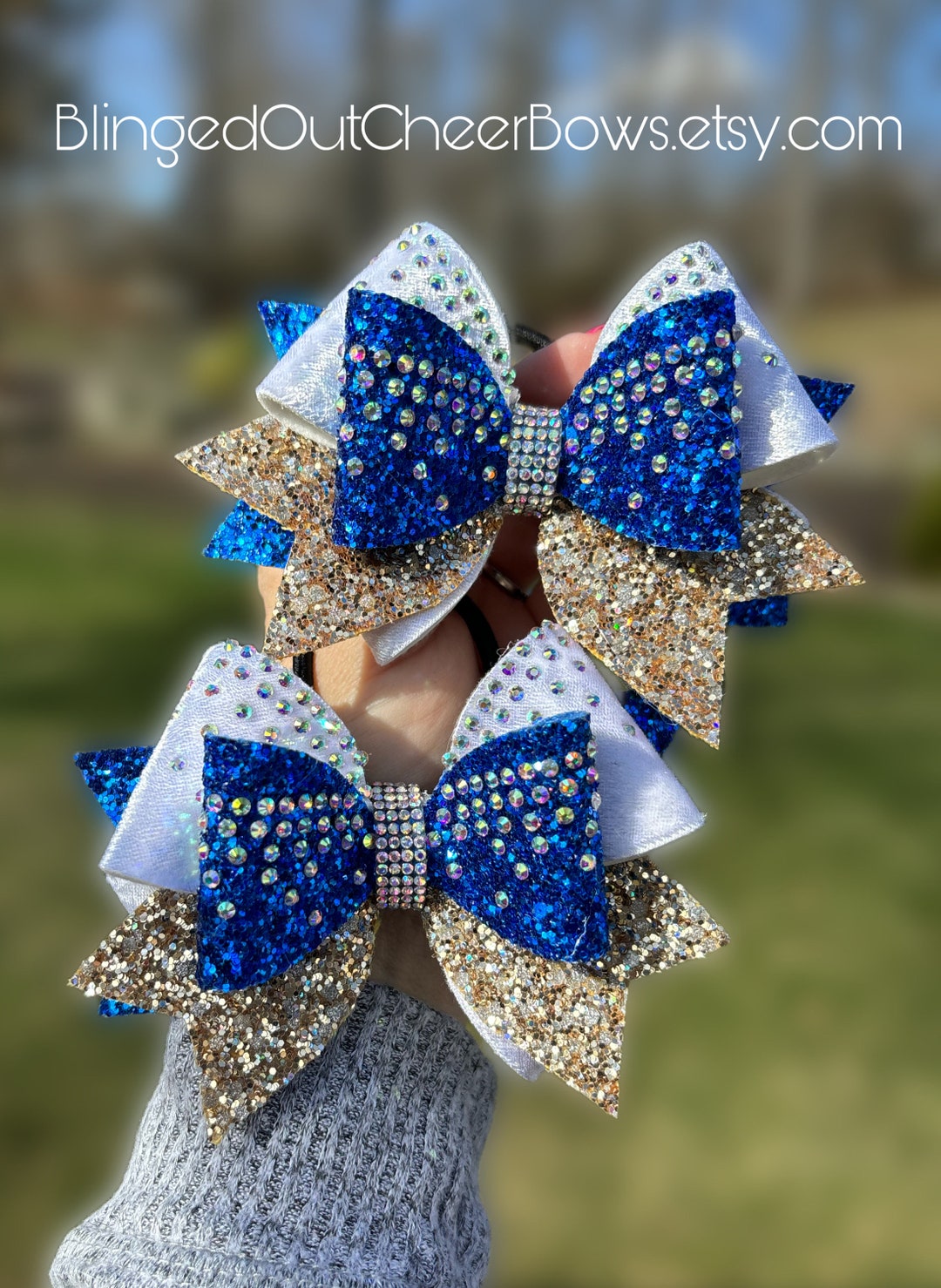 The dorothy Pigtail Bow// Pigtail Bows//1 Set of Royal Blue and Gold ...