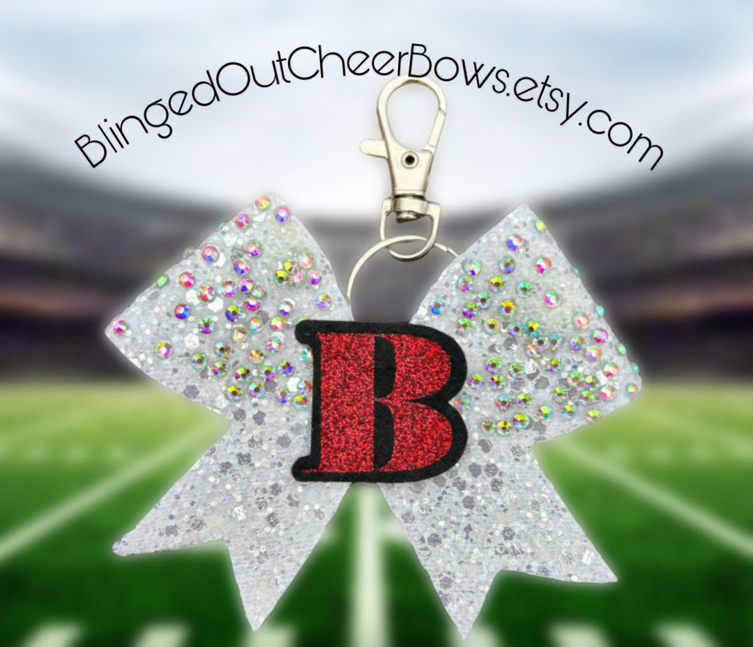 Cheer Bow Keychain// Rhinestone Key Chain// Bow Keychain - Etsy