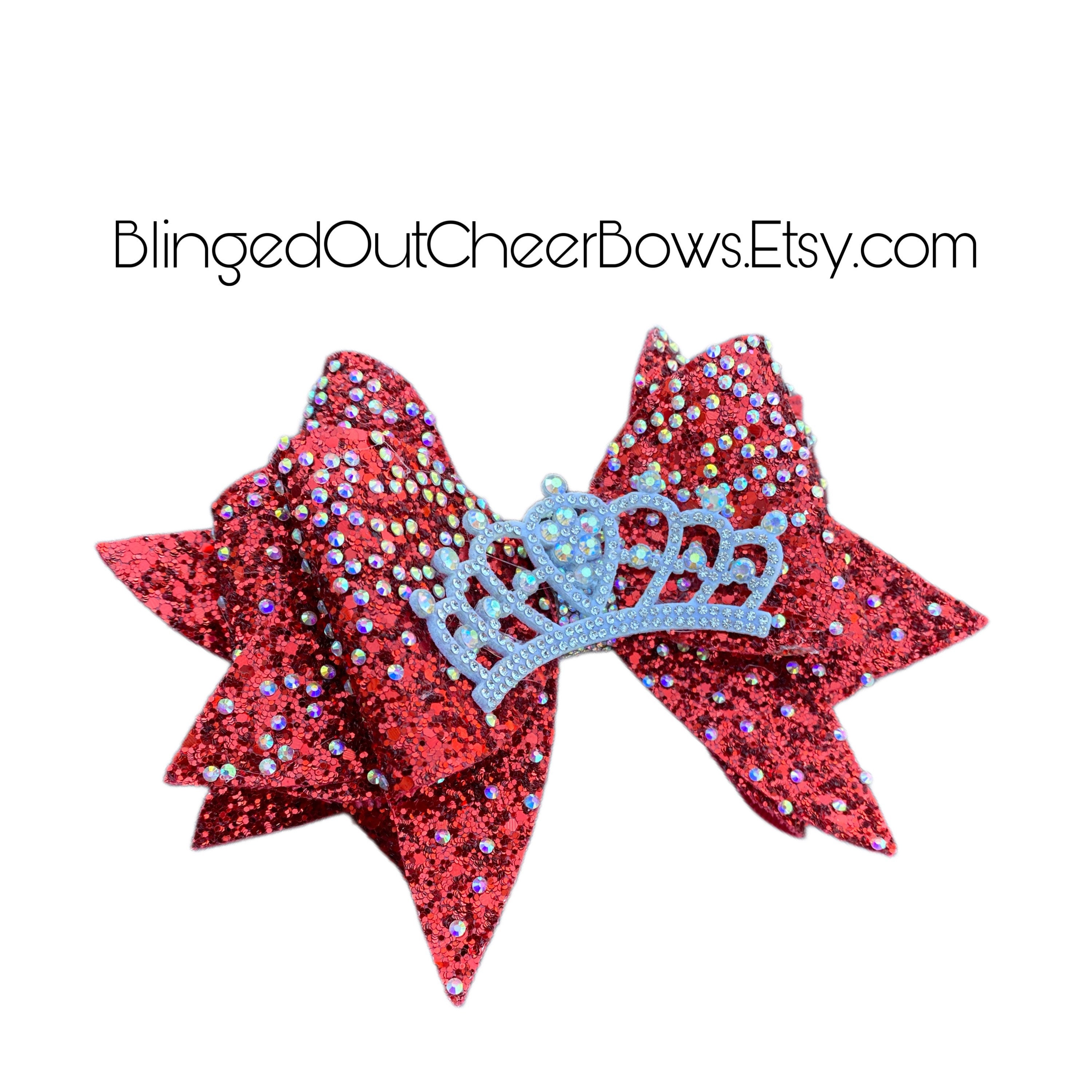 Large 7 Red Rhinestone Cheer Bow// Red Rhinestone Competition - Etsy