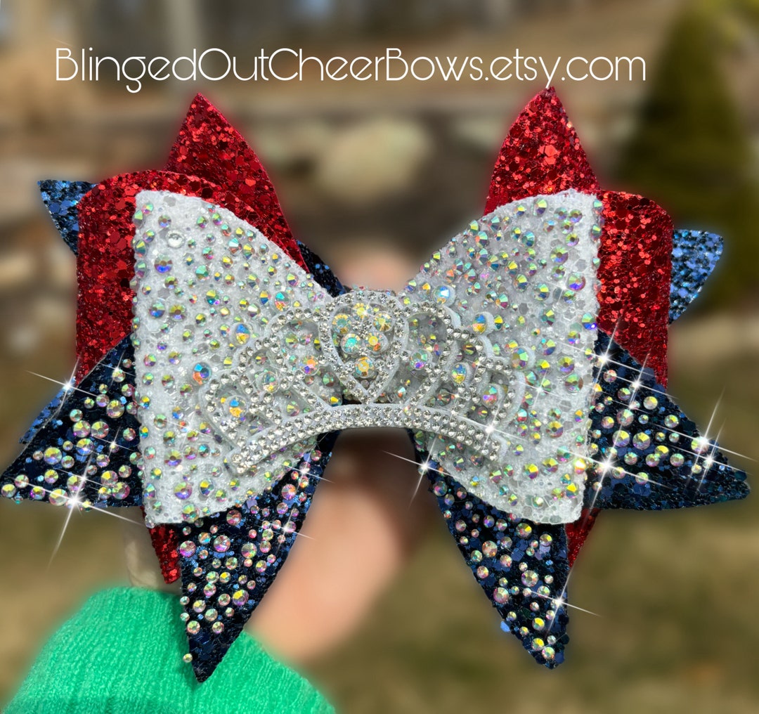 ULTIMATE Bling Full Coverage Rhinestone Crown Cheer Bow//all Over Bling ...
