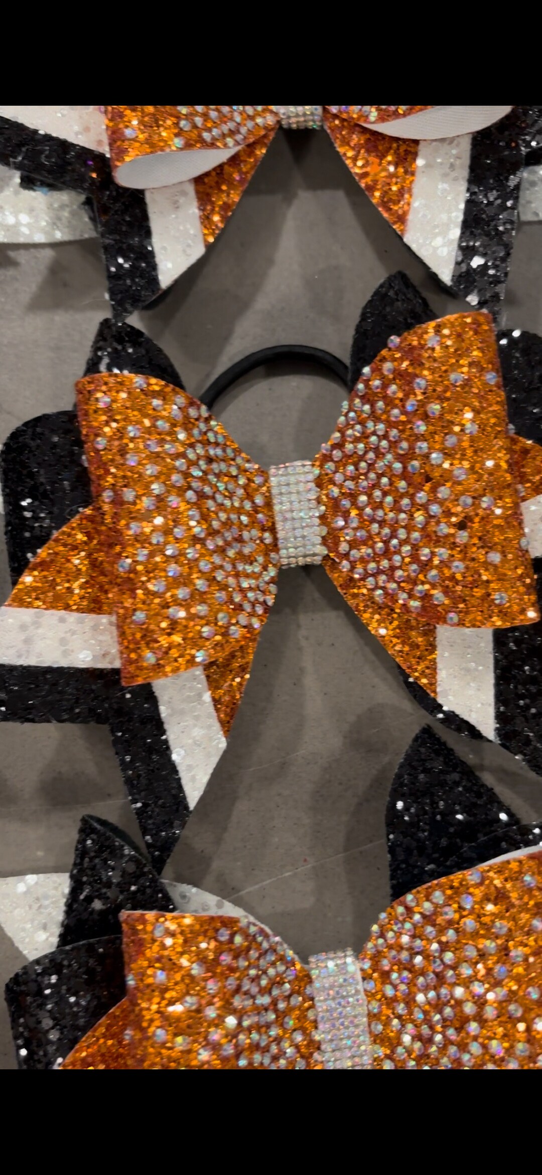 Large 7 Cheer Bow// Orange, Black and White Cheer Bow//orange Bling Bow ...