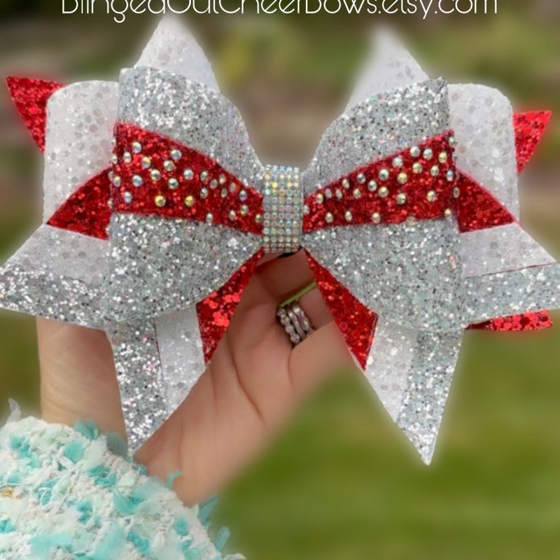 Red and Silver Bow - Etsy