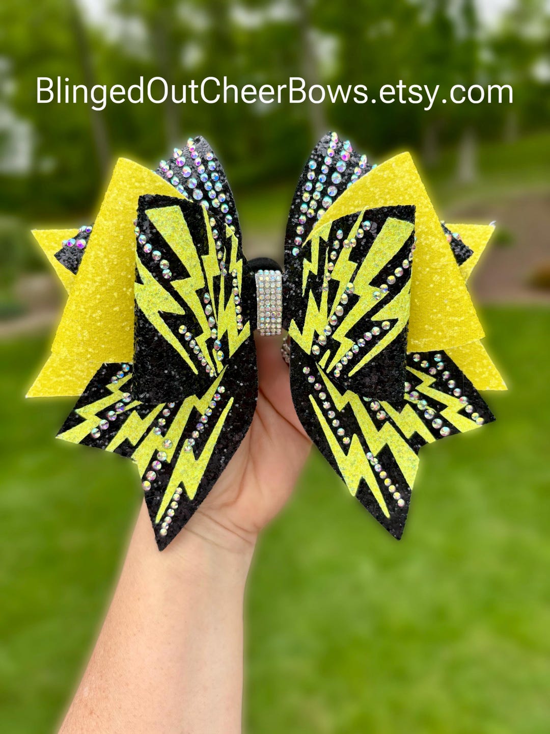 Lightning Cheer Bow// Storm Cheer Bow//rhinestone Cheer Bow ...
