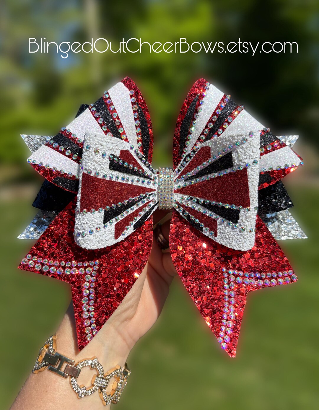 Team Orders Only, Minimum Order 10+ Bows. Red and Black Rhinestone ...