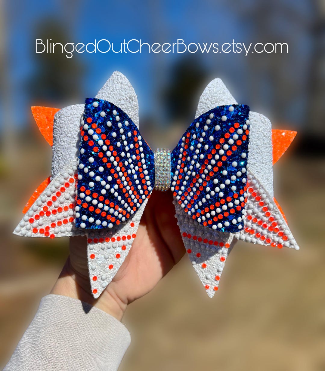 Team Orders Only//. Min Order 10+ Bows//large 7” Bow With Royal Blue ...