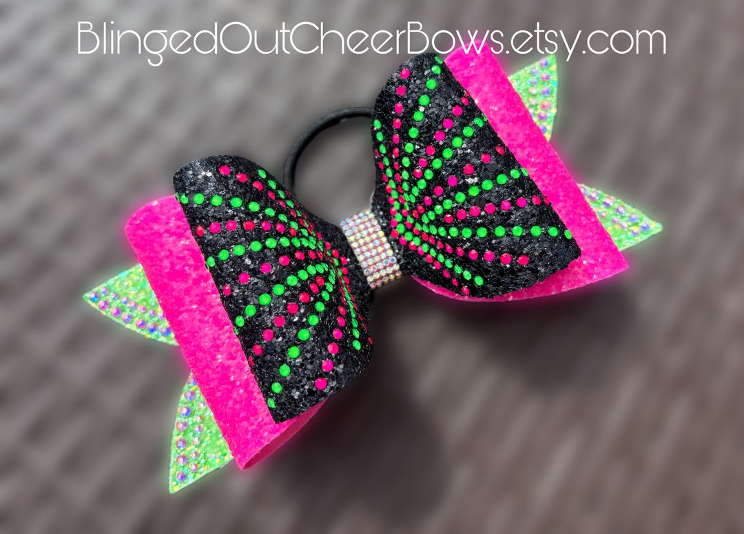 The dolly Neon Cheer Bow// Team Orders Available//rhinestone Tailless ...