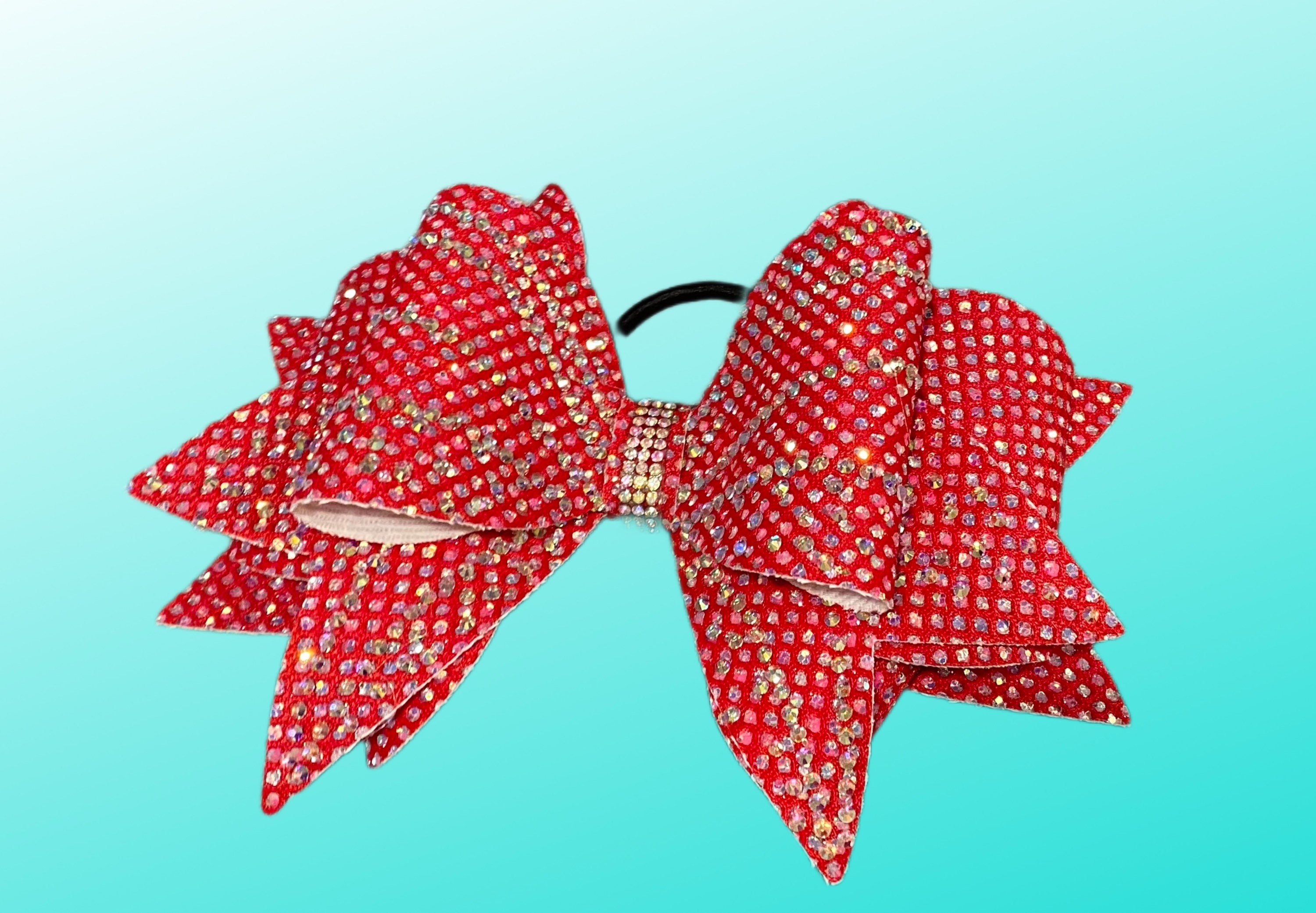 Large 7 Rhinestone Red Sparkle Cheer Bow// Triple - Etsy
