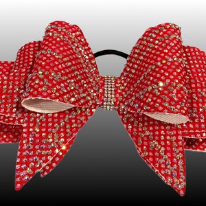 Large 7 Rhinestone Red Sparkle Cheer Bow// Triple - Etsy