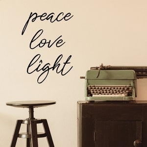Peace Love Light Word Art Decal Sign, Hanukkah Wall Decal Home or ...