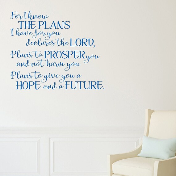 Jeremiah 29:11 Vinyl scripture wall decal for home or office | Etsy