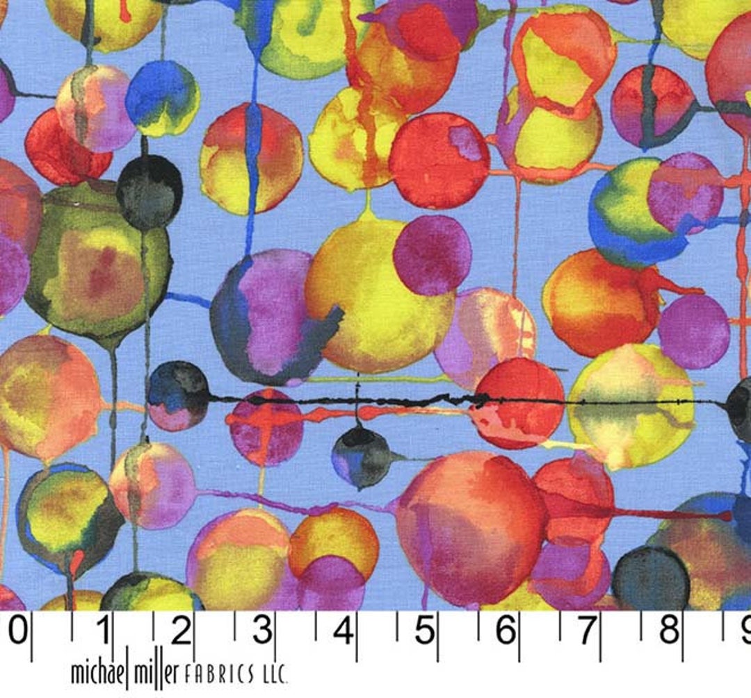 Michael Miller Koi Garden Blue Bubbles Fabric 100% Cotton Fat Quarters ...