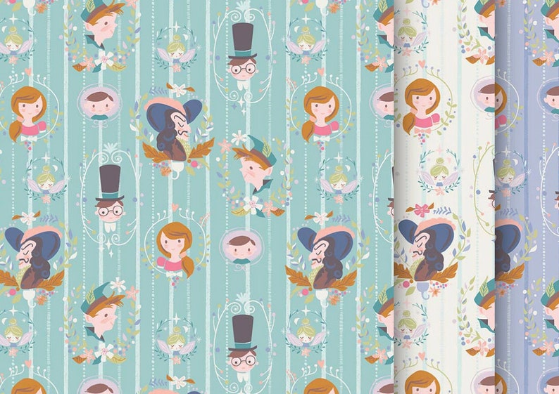 Riley Blake Neverland Portraits Peter Pan White Fabric 100% | Etsy