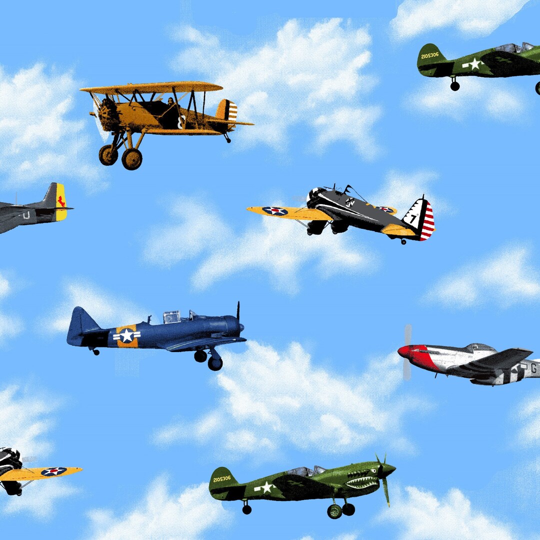 Studio E Boeing Vintage Plane Fabric Quilting & Craft Fabric 100% ...