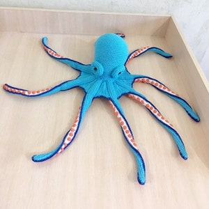 Octopus Light Blue, Stuffed Sea Animal, Handmade Soft Interior ...