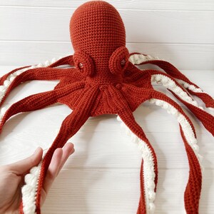 Big Stuffed Orange Octopus, Handmade Soft Interior Sculpture, Octopus ...