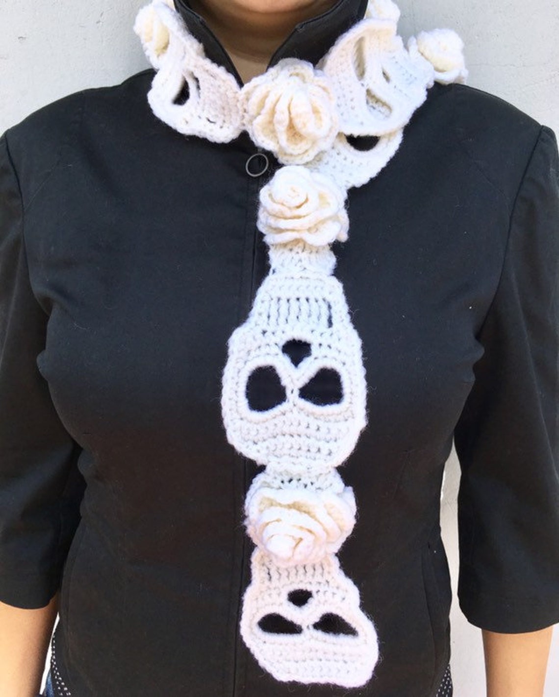 Scull Scarf White Wool Accessory Halloween Gift Scary and - Etsy