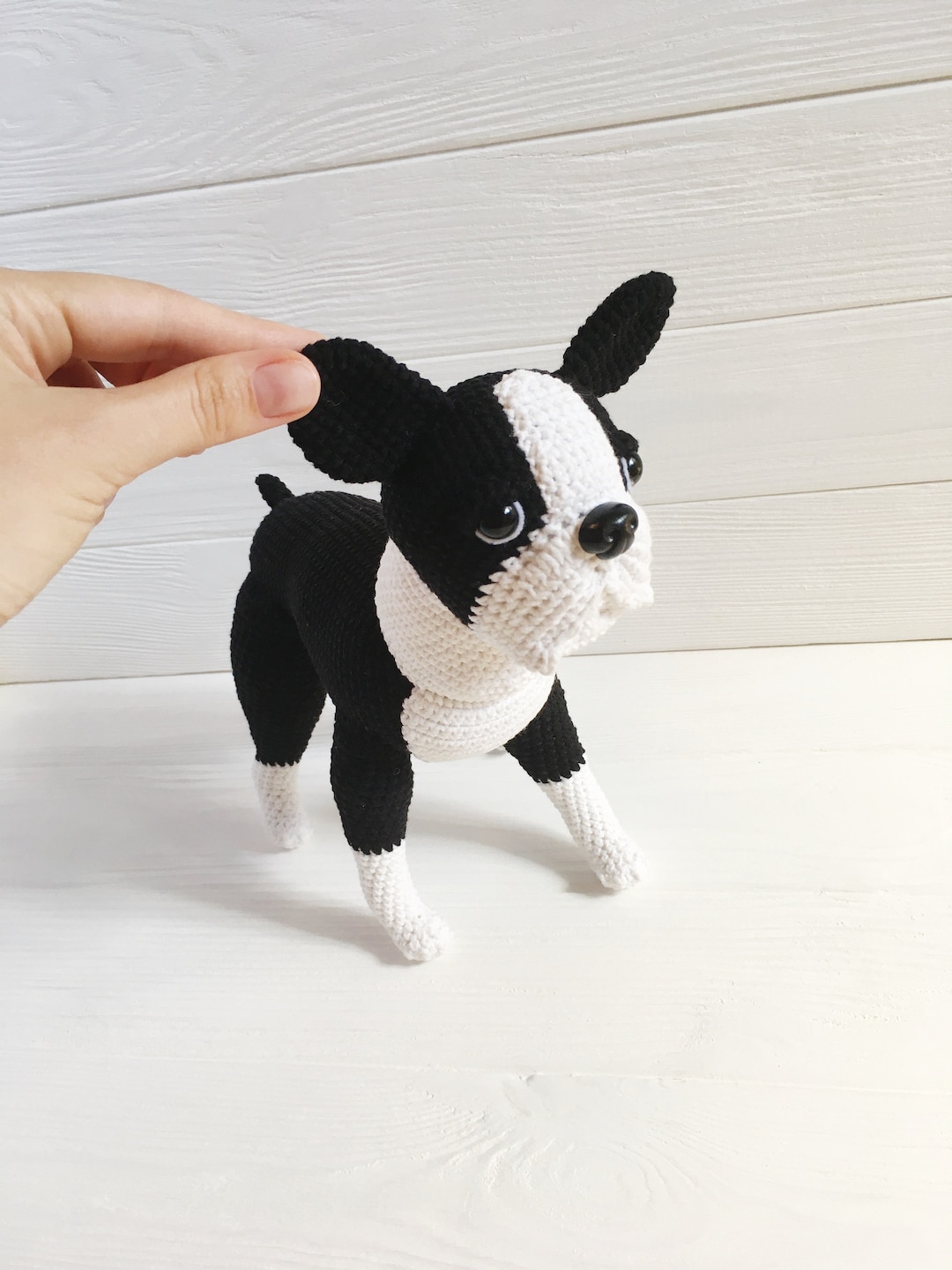 Boston Terrier Toy, Puppy Lovers, Soft Stuffed Toy, White and Black ...