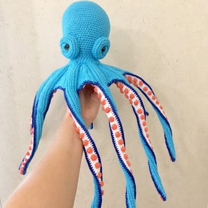 Octopus Light Blue, Stuffed Sea Animal, Handmade Soft Interior ...