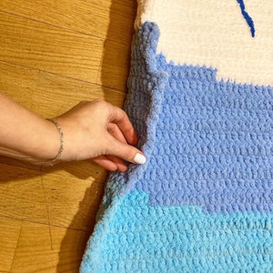 Fish Rug, Crocheted Animal Rug, Handmade Blue Fish, Bathroom Carpet ...