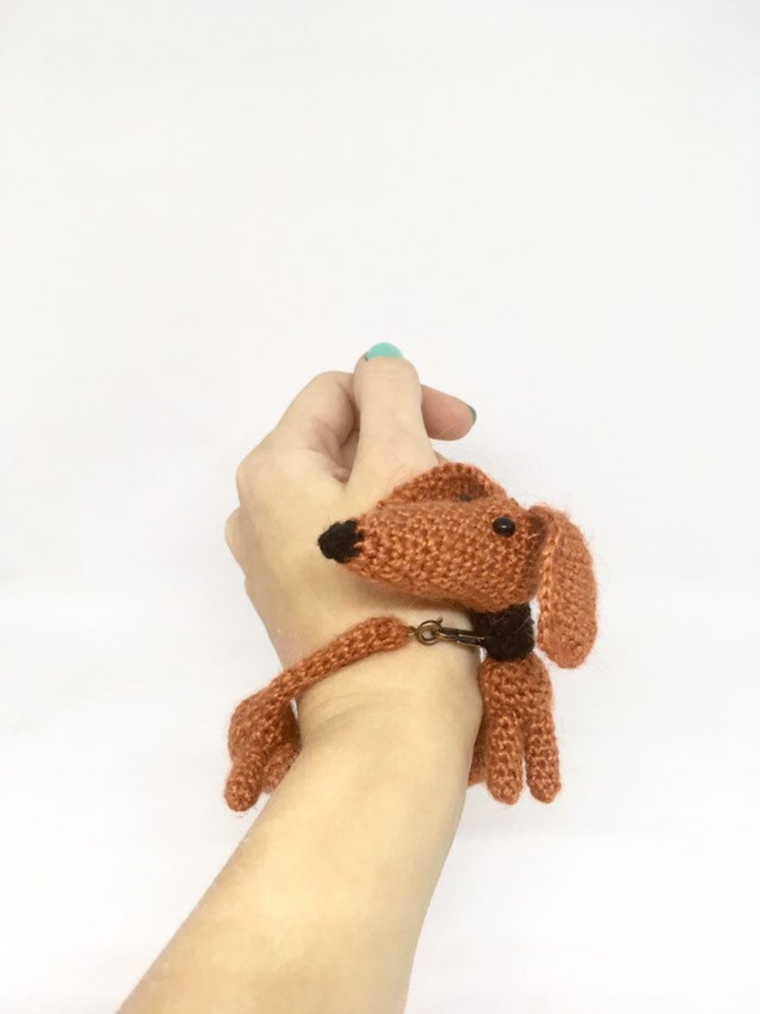 Dachshund Dog Bracelet, Crocheted Handmade Puppy, Soft Animal Jewelry ...
