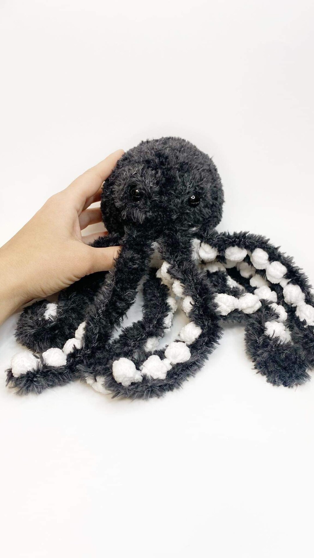 Plush Fluffy Octopus, Stuffed Sea Animal, Handmade Soft Interior ...