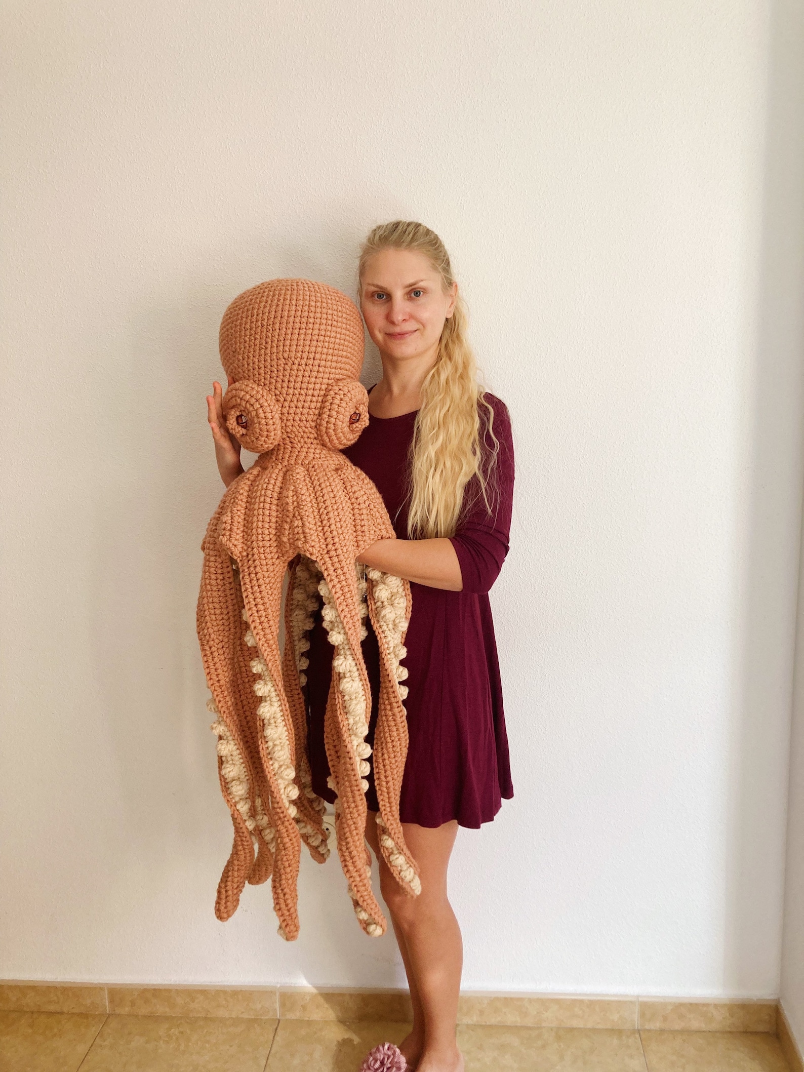 Giant Stuffed Octopus Cream, Sea Animal Shaped Pillow, Ocean Themed ...