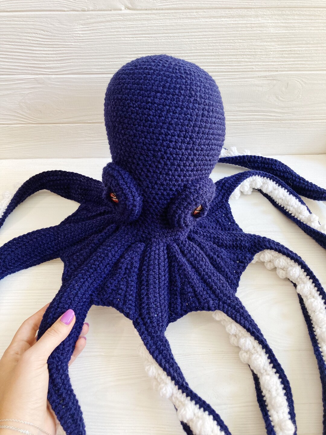 Big Crochet Octopus: Navy Blue Stuffed Plush, Octopus Lover Gift - Etsy