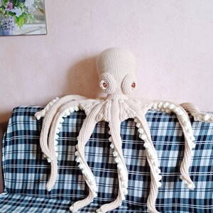 Giant Stuffed Octopus Beige, Sea Animal Shaped Pillow, Ocean Themed ...