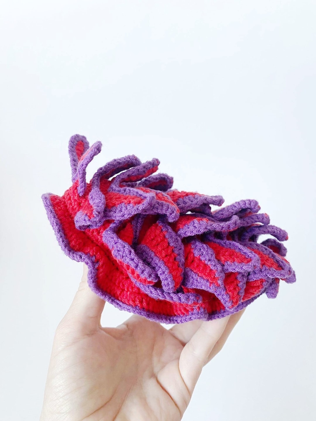 Crocheted Sea Slug Stuffed Animal: Red Nudibranch Plush Toy - Etsy