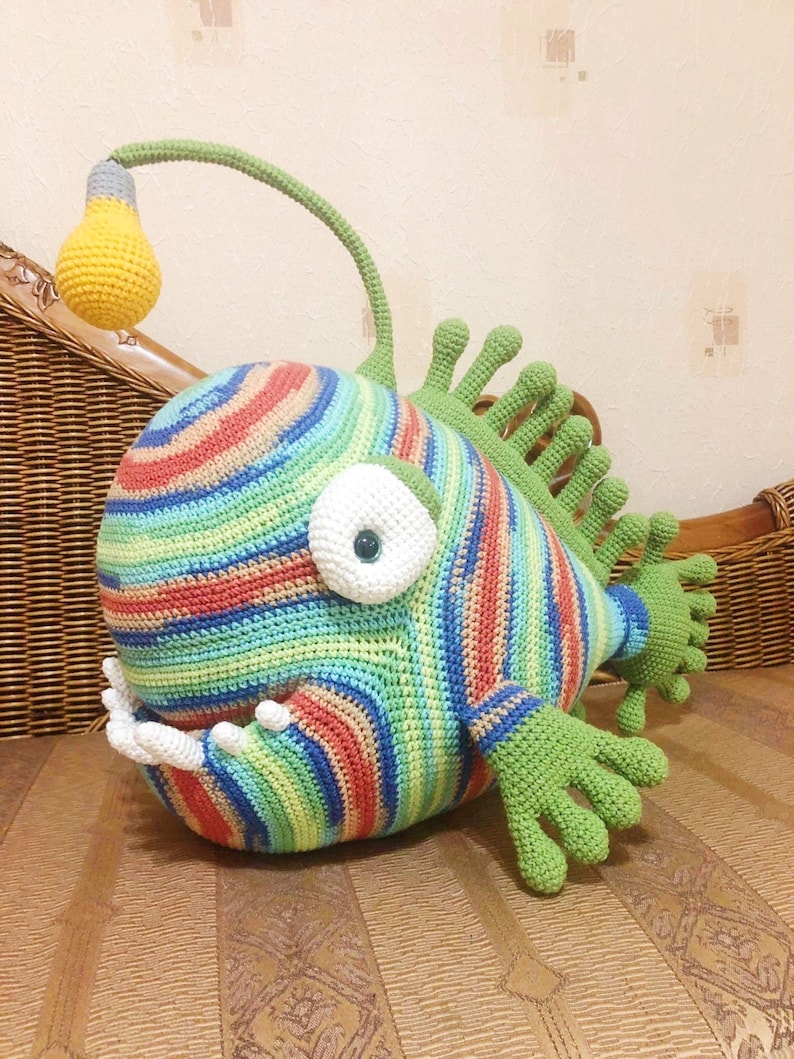 Big Angler Fish, Handmade Soft Interior Sculpture, Sea Animal Lovers ...