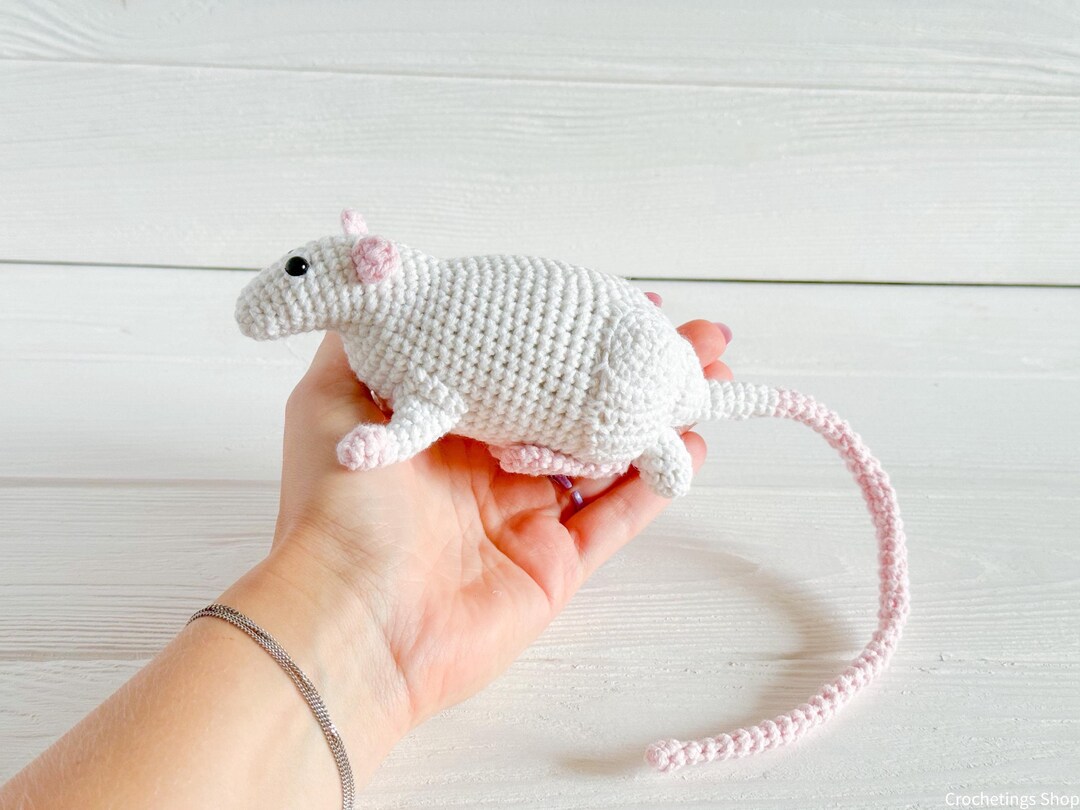 Crocheted Stuffed Rat Toy: White Cotton Plush, Rat Lover Gift - Etsy