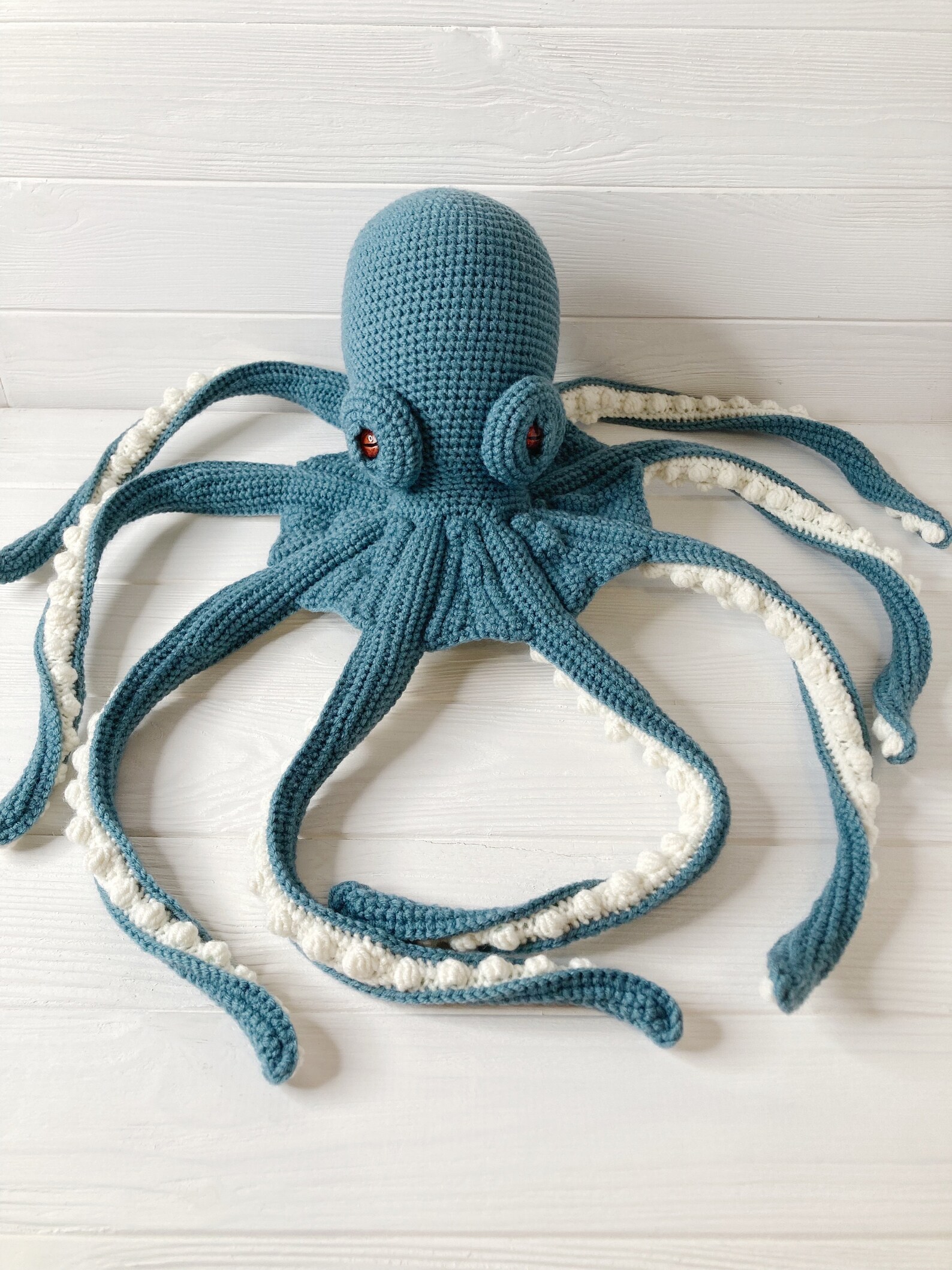 Big Teal Stuffed Octopus, Handmade Soft Interior Sculpture, Octopus ...