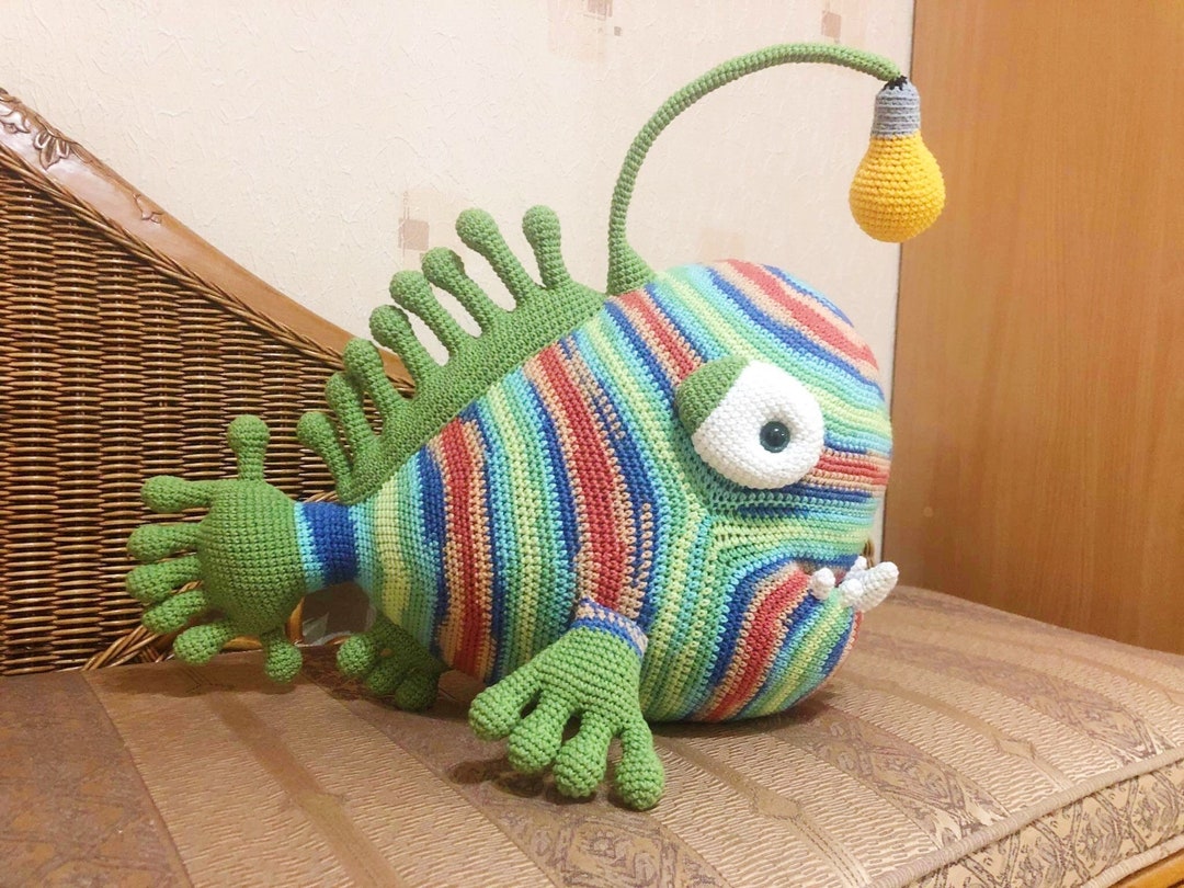 Big Angler Fish, Handmade Soft Interior Sculpture, Sea Animal Lovers ...