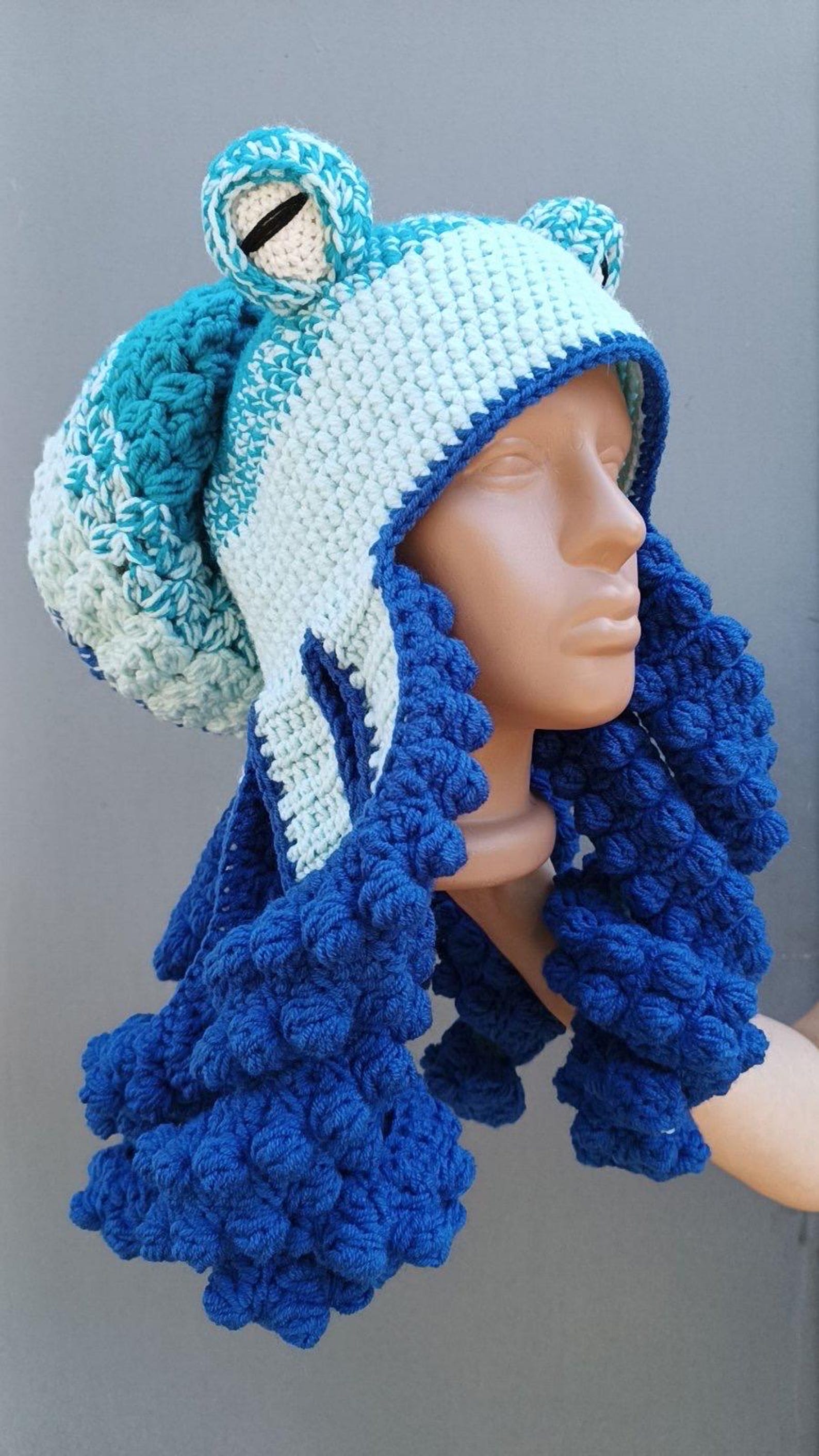 Octopus Blue Hat, Fully Personalizable Funky Hat, Sea Creature Lovers ...