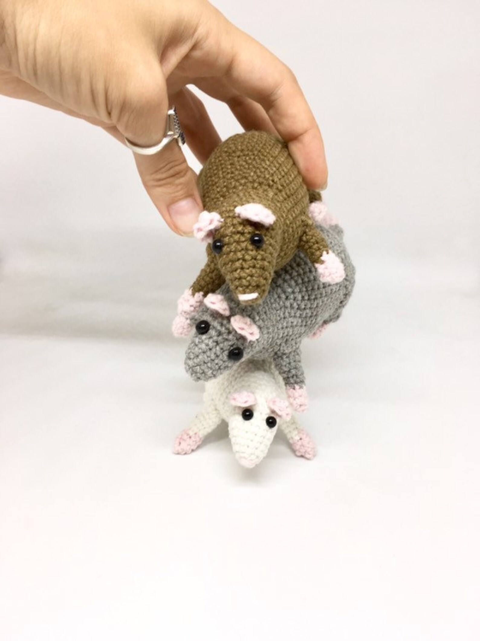 Set of 3 Crocheted Amigurumi Rat Stuffed Rat Toy Soft Mouse | Etsy