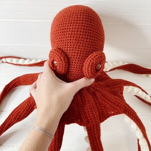 Big Stuffed Orange Octopus, Handmade Soft Interior Sculpture, Octopus ...