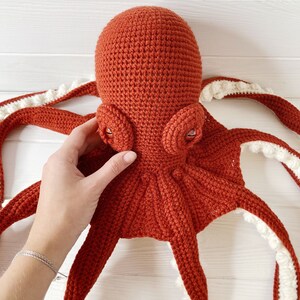Big Stuffed Orange Octopus, Handmade Soft Interior Sculpture, Octopus ...