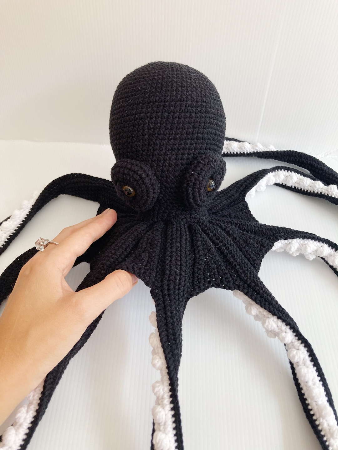 Octopus Black Cotton, Stuffed Sea Animal, Handmade Soft Interior ...