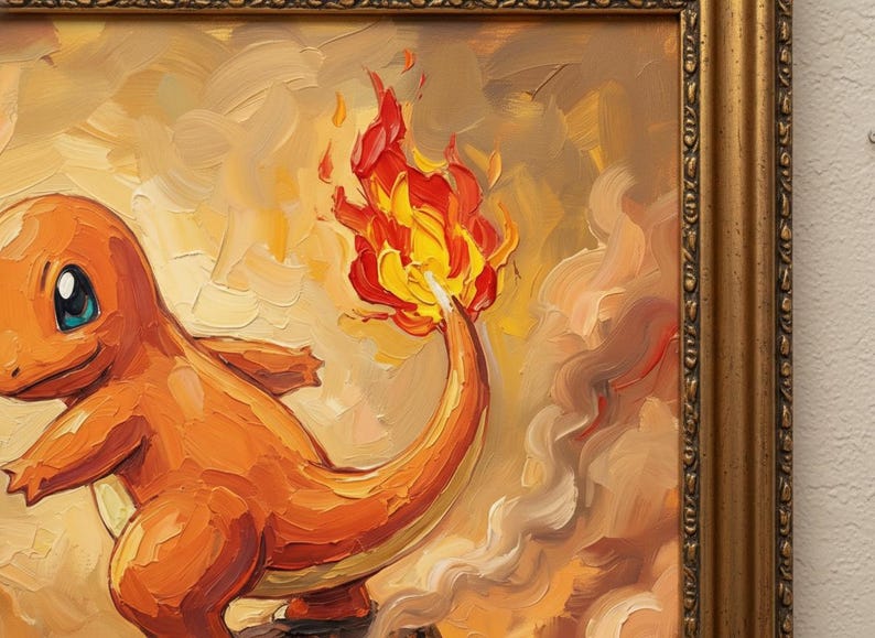 Charmander Poster, Pokemon Wall Art, Charmander Digital Print, Pokemon ...
