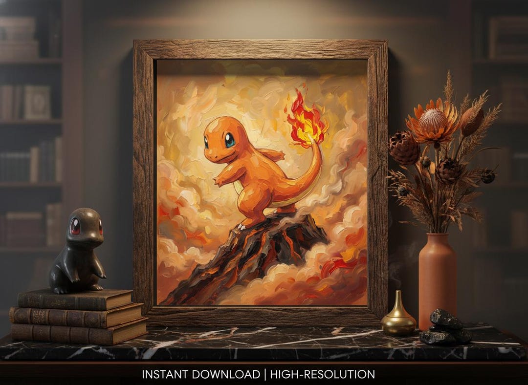 Charmander Poster, Pokemon Wall Art, Charmander Digital Print, Pokemon ...