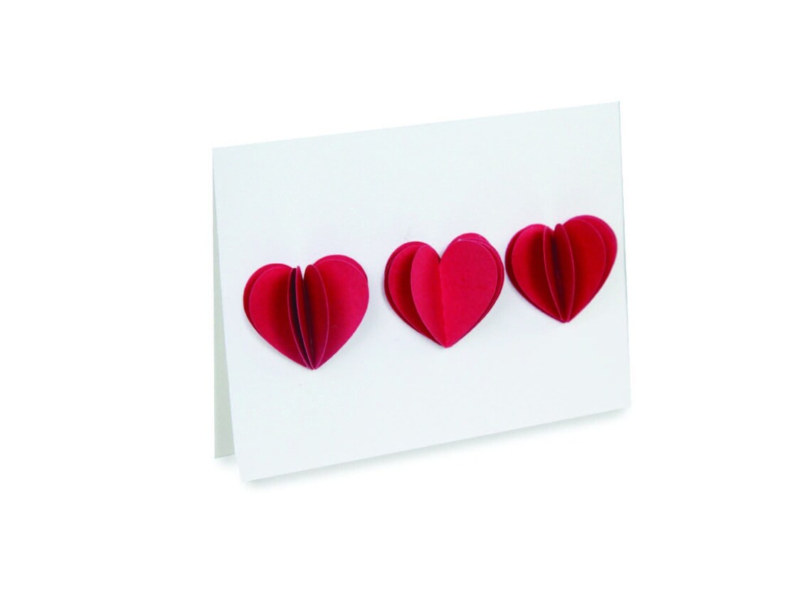 Triple Heart Card, Folded Card, Cut File, Silhouette, Cricut, Folded ...