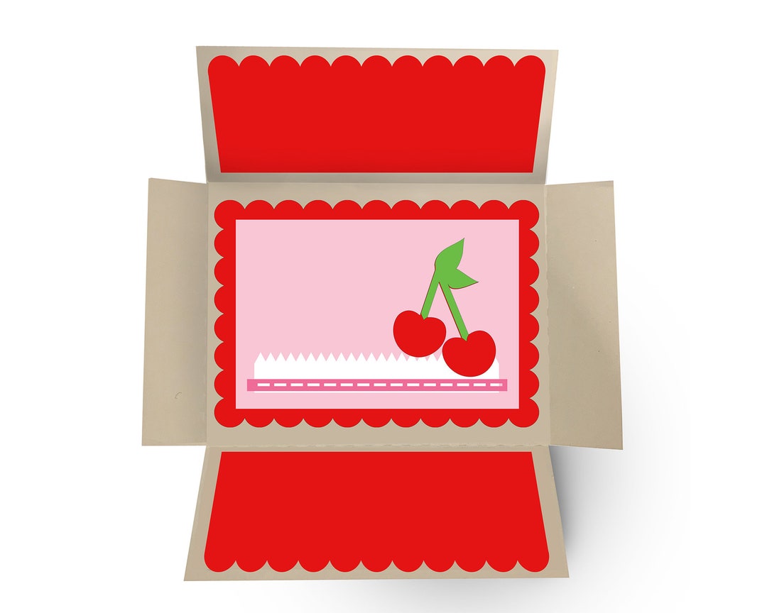 Fold Out Card, Cherry, Cherries, Greeting Card, Birthday Card, Thank ...