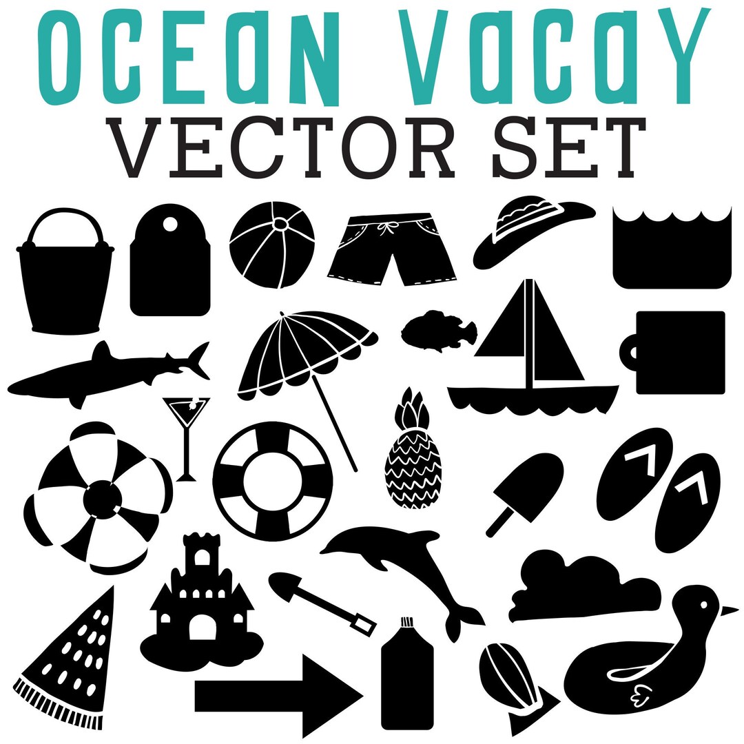 Beach Stuff Clipart, Dolphin, Ocean, Flip Flops, Clipart Bundle ...