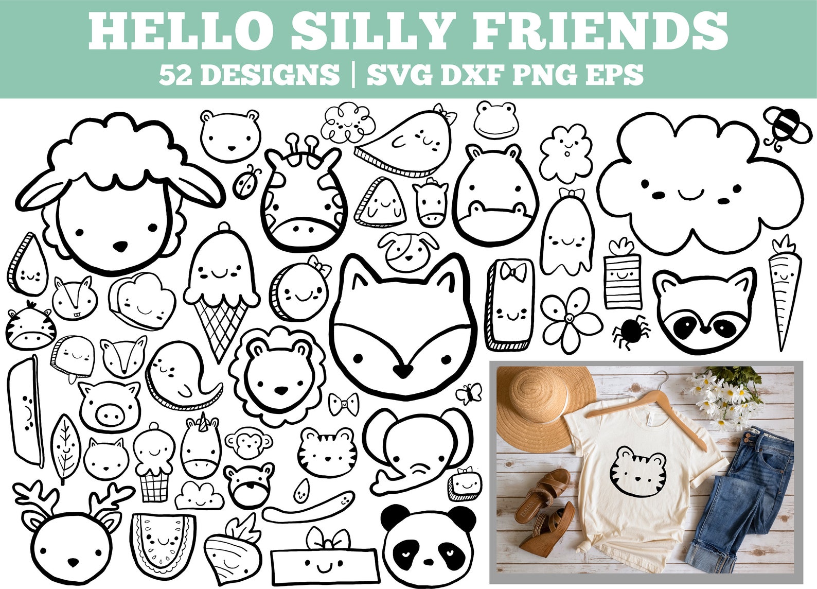 Animal Clipart Bundle Animal Faces Bundle Clipart Bundle - Etsy