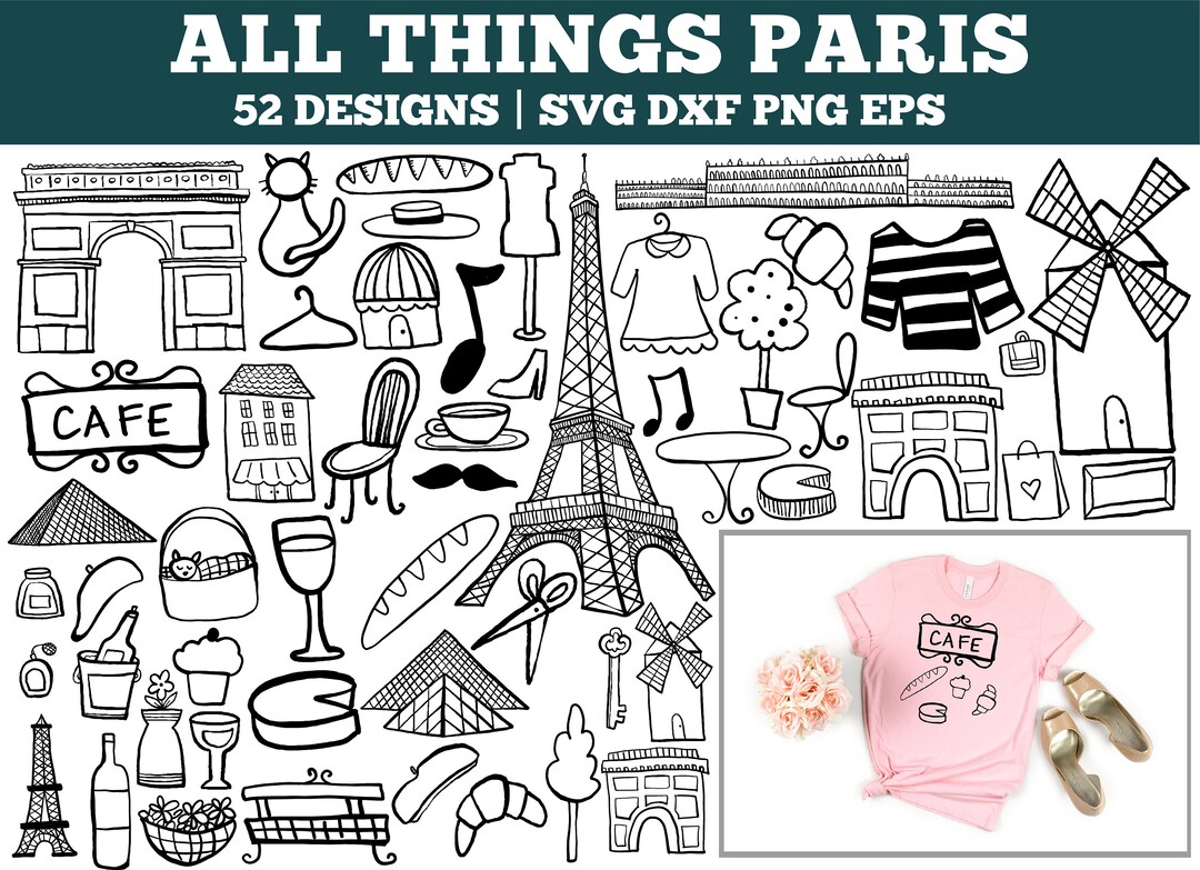 All Things Paris SVG Bundle, Paris SVG, Paris Clipart, Paris Food SVG ...