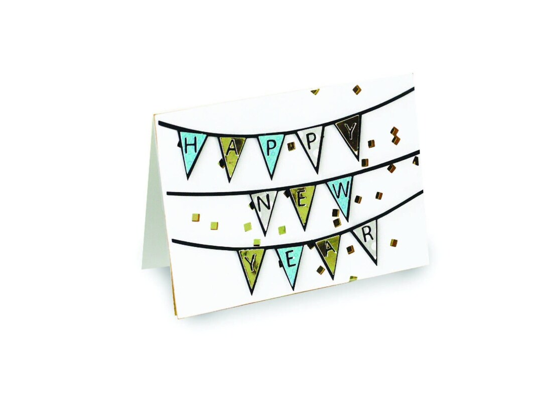 Decorative Card Svg, Bunting Card, Card Template, Happy New Year ...