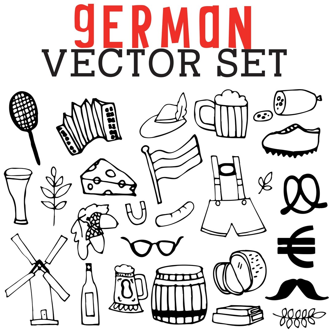 German Stuff Clipart, Vector Art, Cricut Svg File, Craft Font, Svg ...