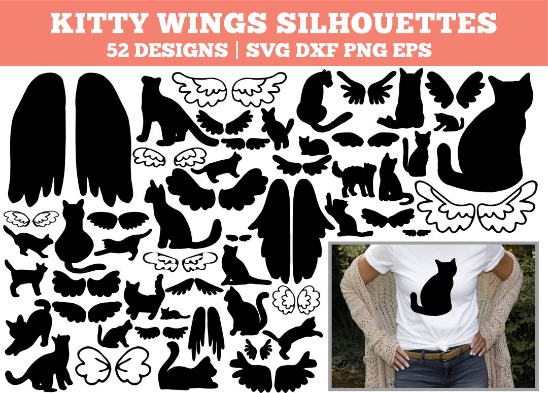 Kitty Wings Bundle, Cat SVG Bundle, Wings SVG Bundle, Cut Files for ...