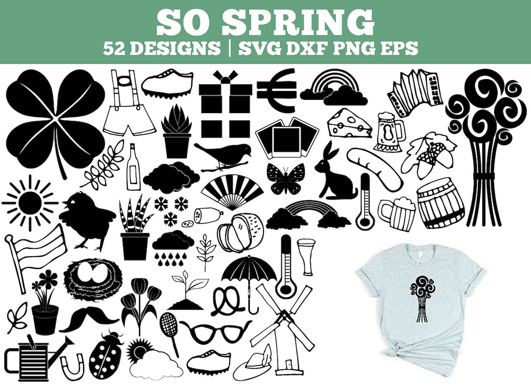 Hand Drawn Clipart Bundle, Bundle SVG, Four Leaf Clover, Spring Stuff ...